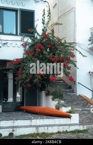 Streets of Cadaques white village in Costa Brava in Spain Stock Photo ...