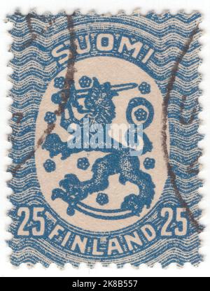 FINLAND - 1917: An 25 pennia blue postage stamp depicting Finnish ...