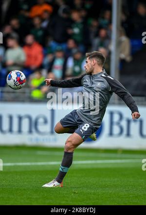 Plymouth Argyle midfielder Joe Edwards (8) receives a yellow card ...