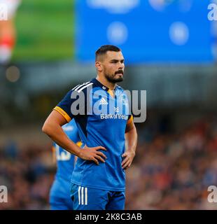 Dublin, Ireland. 22nd Oct, 2022. Dan Sheehan of Leinster tackled by ...