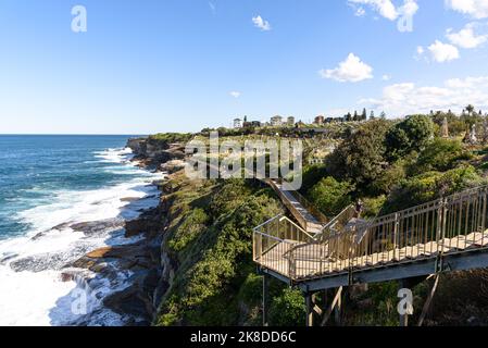 The coastal board walk that goes by Waverley Cemetery in Bronte, Sydney ...