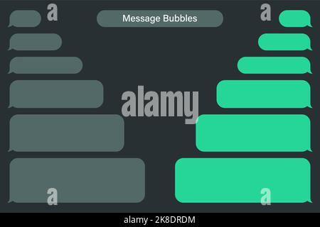 Blank various message bubbles. Green chat or messenger speech bubble ...