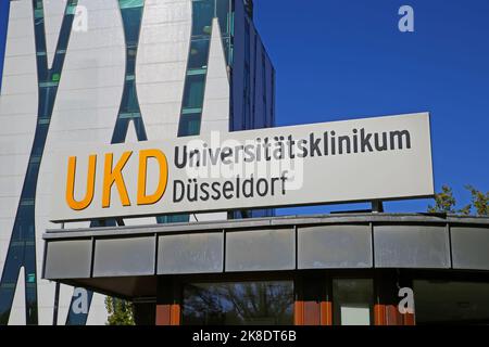 Düsseldorf (UKD), Germany - Juin 9. 2022: Closeup of direction sign for ...