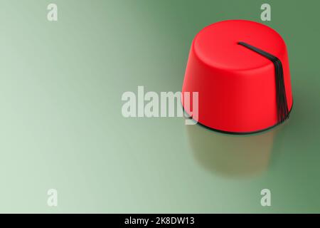 Traditional red Turkish fez on shiny green background Stock Photo - Alamy