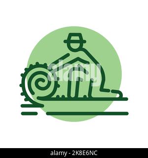 Turfing grass landing color line icon. Garden service Stock Vector ...
