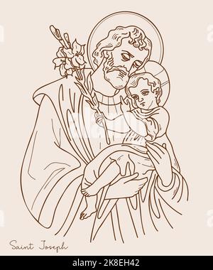 Icon Saint Joseph the Betrothed with divine Child, Jesus Christ and ...