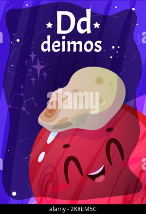 Printable space alphabet flashcard with letter M. Cartoon cute mars ...