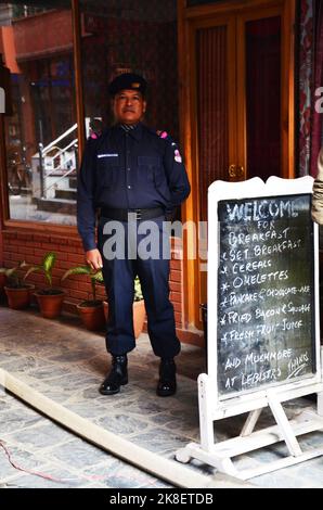 Security guard nepalese people standing monitor watch out for service ...