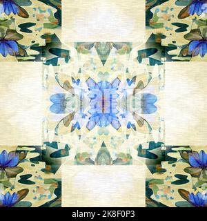Floral patchwork quilt seamless pattern. Ornate geo swatch for exotic ...