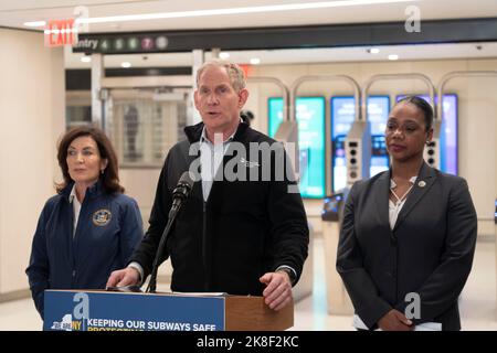 MTA Chair and CEO Janno Lieber holds a media availability following the ...