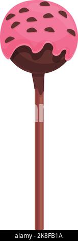 Pink choco cake pop icon cartoon vector. Candy chocolate. Sweet stick ...