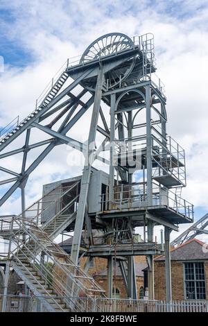 Pit Wheel and mine shafts at entrance to Woodhorn Museum, QE Country ...