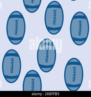 Hand drawn american football seamless pattern. Blue sports football ...