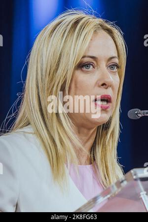 Prime Minister of Italy Giorgia Meloni arrives at the Nato Summit at ...