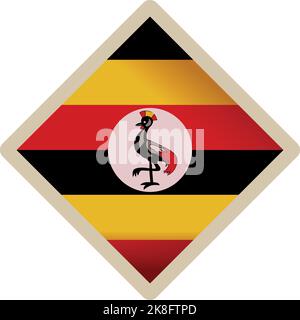Uganda flag romb icon cartoon vector. Independence day. Map stand ...