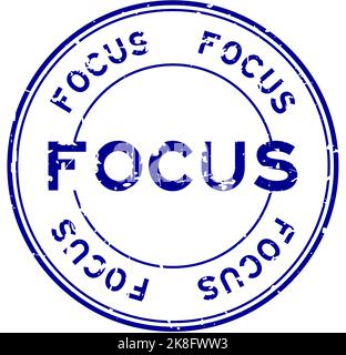 Grunge blue focus word with scope icon square rubber seal stamp on ...