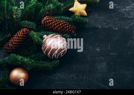 Beautiful Christmas balls and cones on light blue background. Pattern ...