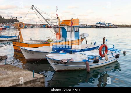 Surmene, Turkey - December 23, 2021: Landscape of fishing harbor of ...