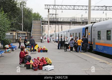 Talgo 001XA overnight train to Tashkent, Almaty-2 Railway Station ...
