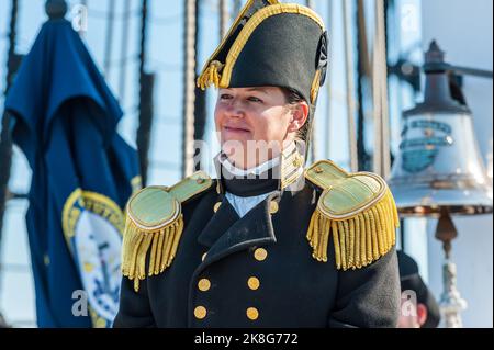 Commander Billie J. Farrell on the USS Constitution underway from ...