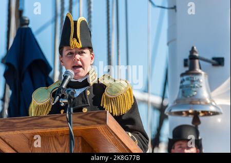 Commander Billie J. Farrell on the USS Constitution underway from ...