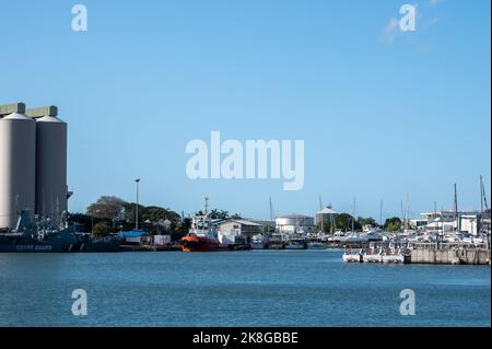 Shipping containers and buildilngs in Port Louis, Mauritius Stock Photo ...