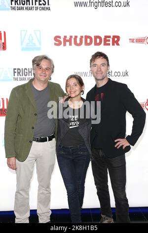Andy Mitton, Laura Heisler (EVIL) and Jay Dunn attend 'The Harbinger ...
