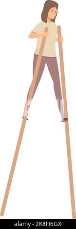 Girl stilt icon cartoon vector. Street man. Long festival. Girl stilt ...