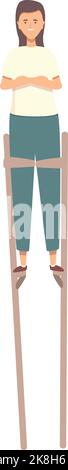 Girl stilt icon cartoon vector. Street leg. Festival artist Stock ...