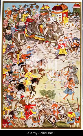 Akbar Mughal Emperor Akbar the Great miniature painting Abu'l-Fath ...