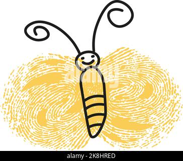 Colorful fingerprint butterfly cartoon illustration Stock Vector Image ...