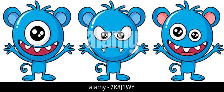 Set of different three monsters illustration Stock Vector Image & Art ...