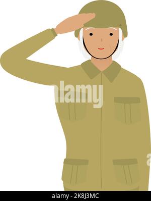 Senior Female Soldier Pose, Greetings and salutations Stock Vector ...