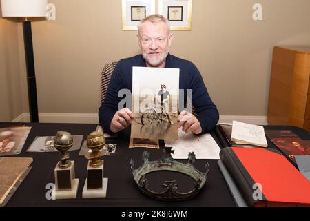 Jared Harris, son of Richard Harris, holds a crown the late actor wore ...