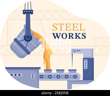 Steelworks with Resource Mining, Smelting of Metal in Big Foundry and ...