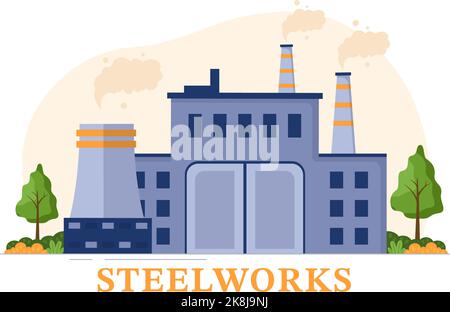 Steelworks with Resource Mining, Smelting of Metal in Big Foundry and ...