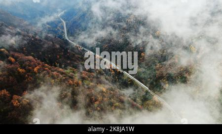 ZHANGYE, CHINA - OCTOBER 23, 2022 - Aerial photo shows the colorful ...