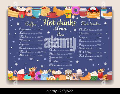 Winter drinks vector design template. Hand drawn engraved style mulled ...