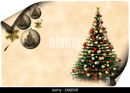 3D illustration. Greeting card. Merry Christmas with space for text ...