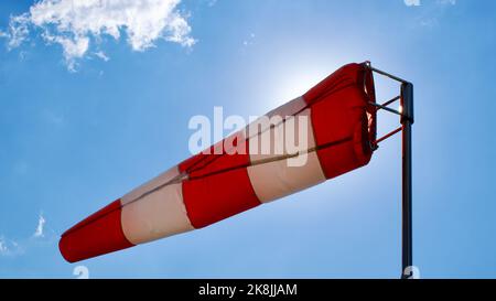 Windsock. Windsock flag. Wind direction indicator. Wind intensity ...