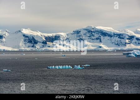 looking back to gerlache strait from bryde channel with anvers island ...