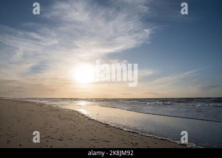 Panoramic image of the landscape along beach of Sylt, North Frisia ...