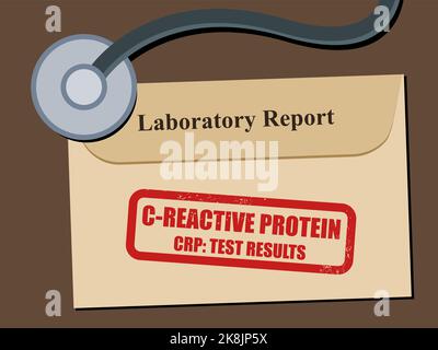 C-Reactive protein (CRP) blood test results envelope. Medical ...