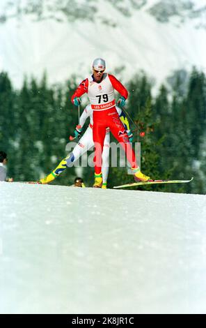 Albertville 19920222 Olympic-92 Albertville, cross-country skiing, Bjørn Dæhlie with his four ...