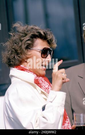 Oslo 19890608 The sailboat "Fram XI" is baptized by Else Sundt. On ...