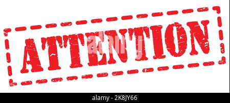ATTENTION text written on red grungy stamp sign Stock Photo - Alamy