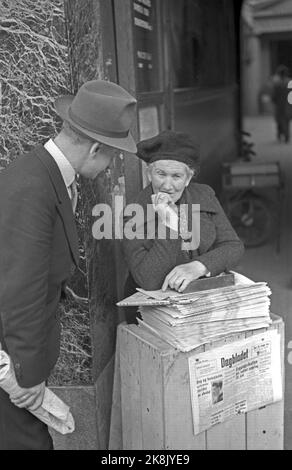 Oslo 19460610 Newspaper sales, Oslo's only female newspaper seller ...