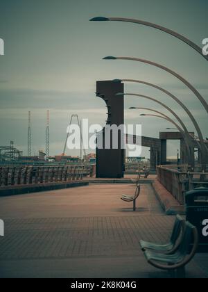 Empty benches on Blackpool promenade, UK, at dusk Stock Photo - Alamy