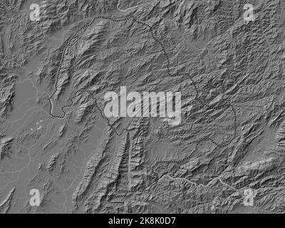 Bokeo, province of Laos. Elevation map colored in sepia tones with ...