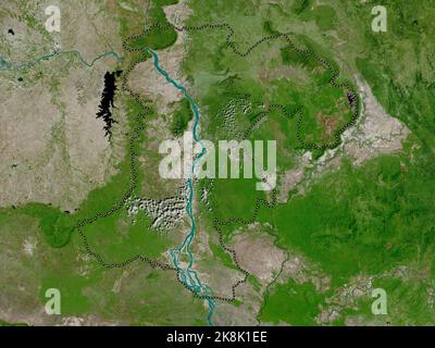 Champasak, province of Laos. High resolution satellite map. Corner ...